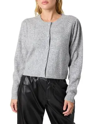 ALL IN FAVOR Bow Pointelle Stitch Cardigan Heather Grey