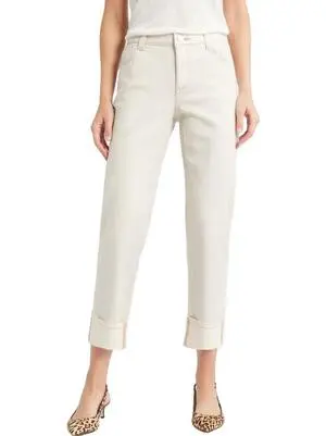 Wit & Wisdom High Waist Fray Hem Jeans - Blanched Almond