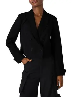 Steve Madden Rowane Double-breasted Crop Blazer - Black