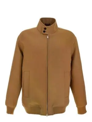 Gucci Ribbed-knit High-neck Jacket - Brown