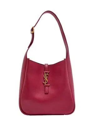 Saint Laurent Le 5 À 7 Small Grained Leather Hobo Bag - Dark Pink