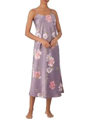 Ralph Lauren Floral Satin Ballet Nightgown - Orchid Print