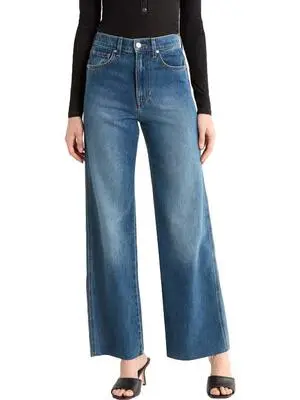 Veronica Beard Taylor Raw Hem Wide-leg Jeans - Rebel Moon