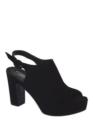 Cordani Tess Slingback Platform Sandal - Black Suede