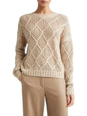 Max Mara Ellade Diamond Wool & Cashmere Crewneck Sweater - Beige