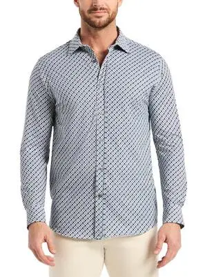 Robert Graham Cooper Geo Stretch Cotton Button-up Shirt - Blue Multi