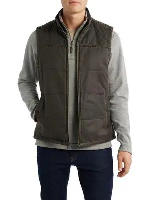 Johnston & Murphy Antique Cotton Quilted Vest - Brown
