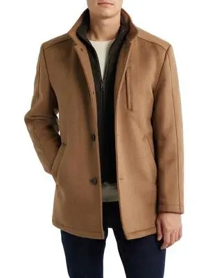 Johnston & Murphy Upton Car Coat With Removable Bib - Whiskey