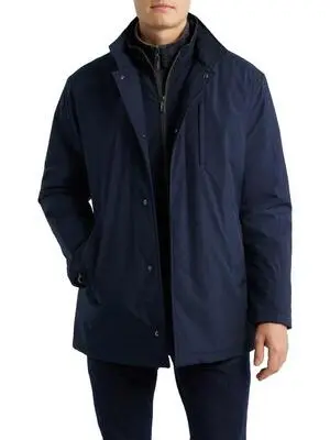 Johnston & Murphy Upton City Car Coat With Removable Bib - Navy