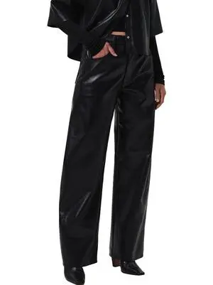 Citizens Of Humanity Ayla Baggy Recycled Leather-blend Pants - Black