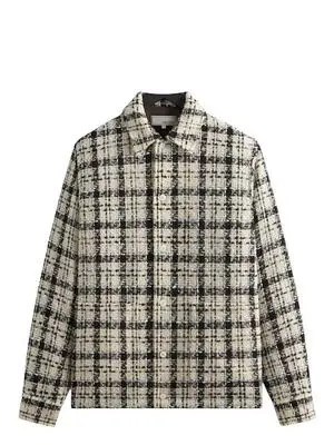 Kith Kin Windowpane Boucle Long Shirt Boxy Collared Overshirt - Sandrift