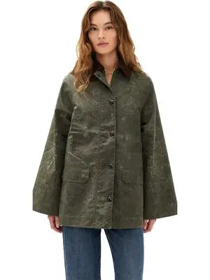 ALEX MILL Chiltern Street Barn Jacket In Waxed Cotton - Olive