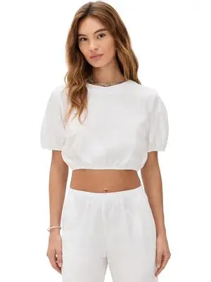 LE BOP Lillian Cropped Blouse - White