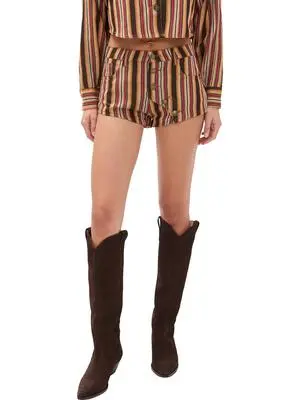 Lioness Sundrenched Striped Denim Shorts - Vintage Stripe