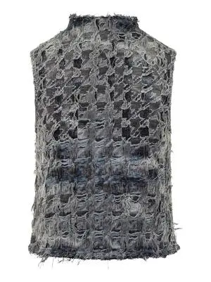 DIESEL Multi-Tone Fringed Denim Vest