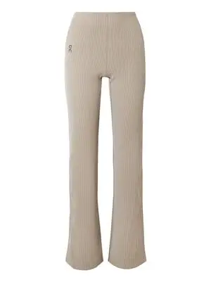 On All-day Striped Ribbed Flared Pants - Neutrals