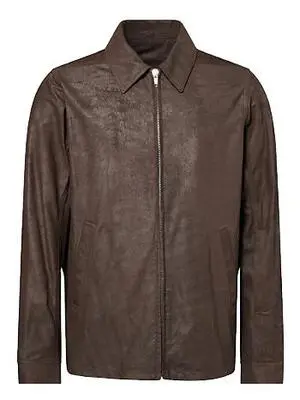 Rick Owens Brad Pointed-collar Leather Jacket - Dark Dust