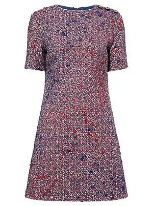Gucci Bouclé Wool-blend Mini Dress - Blue Red Mc