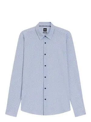 BOSS Printed Slim-fit Woven Shirt - Light/pastel Blue
