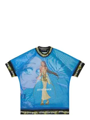 Ottolinger Oversized Julien Ceccaldi Print Mesh T-shirt - Blue