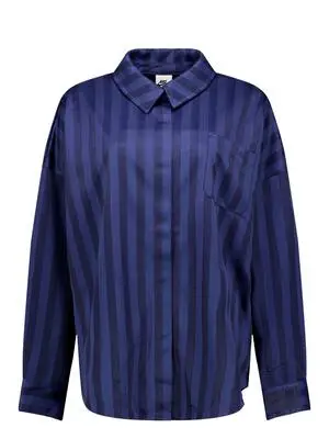 Nike Sportswear Oversized Jacquard Striped Button-down Shirt - Blue
