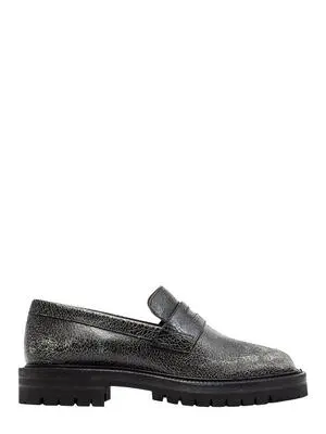 MAISON MARGIELA Cracked Leather Tabi Loafer - Black