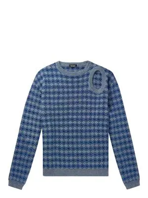 Raf Simons Jacquard Cut Out Crewneck Sweater - Grey