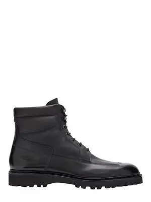 JOHN LOBB Peak Leather Lace-Up Boots With Rubber Sole