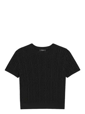 Theory Crewneck Cable-knit Tee - Black