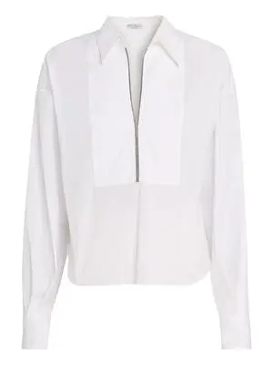Brunello Cucinelli Monili Poplin Collared Shirt - White