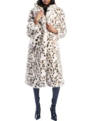 AZALEA WANG Leopard Print Faux Fur Coat - Tan Multi