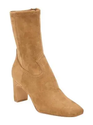 Dolce Vita Roan Block Heel Bootie - Light Brown Stella Suede