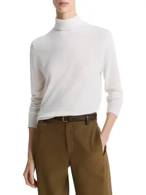 Vince Cashmere And Silk Mock Neck Sweater - Off White