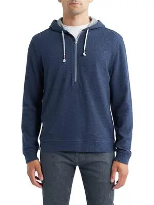 Johnnie-o Zoeller Textured Half-zip Hoodie - Indigo