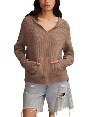 Lucky Brand V-Neck Sweater Hoodie Falcon Heather