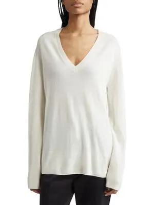 TOTEME Cashmere V-neck Sweater - Ecru