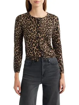 REFORMATION Bernadette Print Merino Wool Cardigan - Leopard