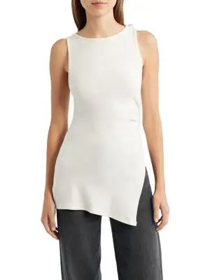 REFORMATION Walker Side Ruched Knit Top - Fior Di Latte