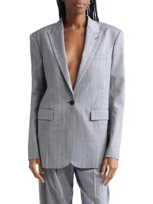 Stella McCartney Pinstripe Stretch Wool Jacket - Grey