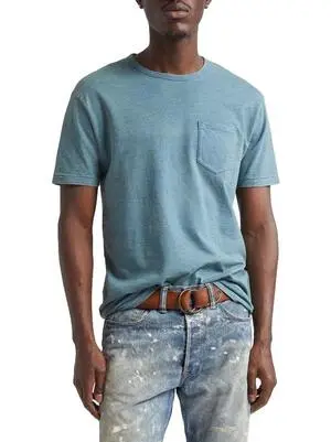 Double Rl Indigo Jersey Pocket T-shirt - Washed Blue Indigo