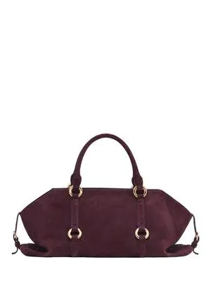 Alexander McQueen Medium Farringdon Leather Satchel - Oxblood/gold