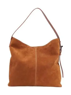 Alexander McQueen T-bar Suede Shoulder Bag - Tan/silver
