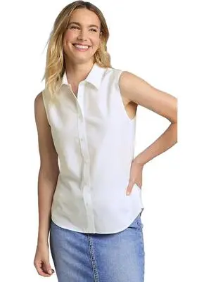 LANDS' END Sleeveless No Iron Shirt - White