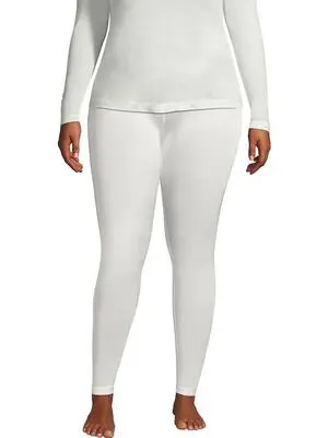 LANDS' END Silk Interlock Long Underwear Leggings Pants Ivory