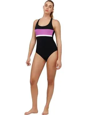 GOTTEX Aqua Chic Scoop Neck One Piece - Black-purple