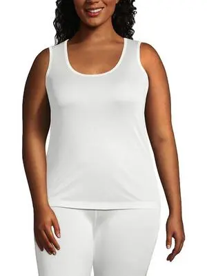 LANDS' END Silk Interlock Thermal Tank Top Base Layer Ivory