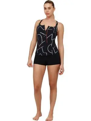 GOTTEX Kai Scoop Neck Tankini Top - Multi Black