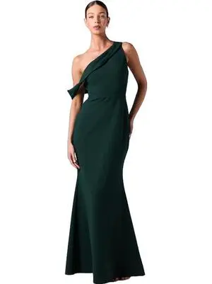 Coast Asymmetrical One-shoulder Scuba Crepe Maxi Dress - Emerald
