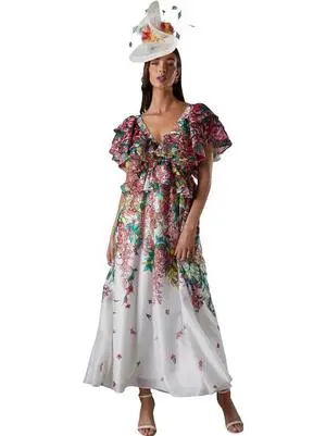 Coast Floral Ruffle Peplum Dress - Multi