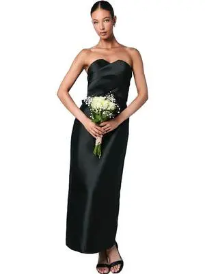 Coast Bandeau Twill Bridesmaids Dress With Bow Back - Black